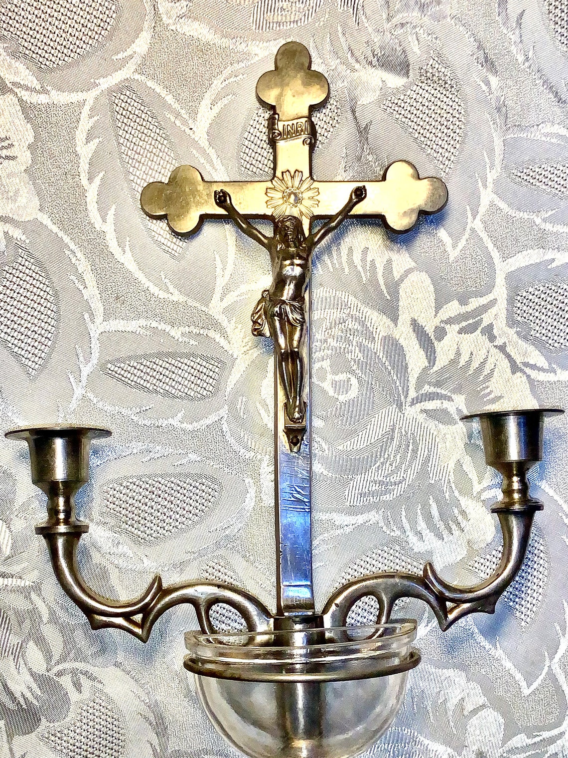 Antique Early 1900s Crucifix Large Cross Removable Water Font Double ...