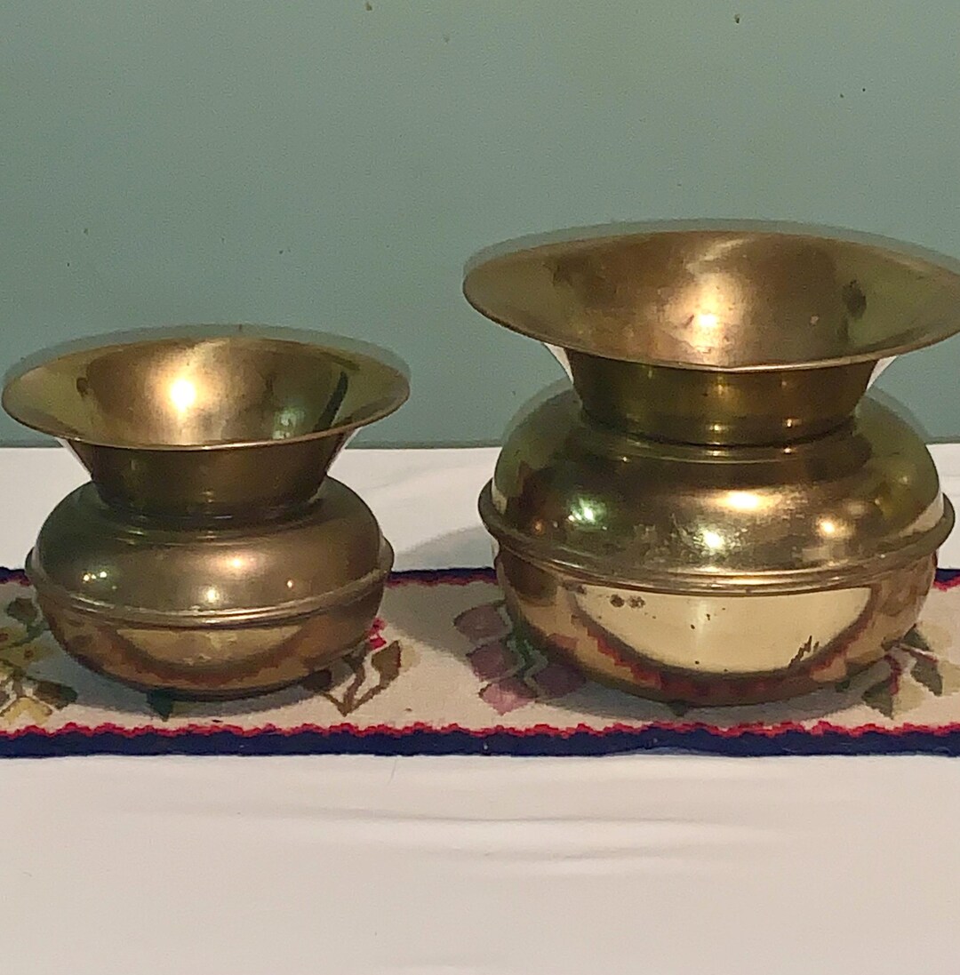 Vintage 1970s Brass Spittoons-made in England-hers and His-repurposed ...