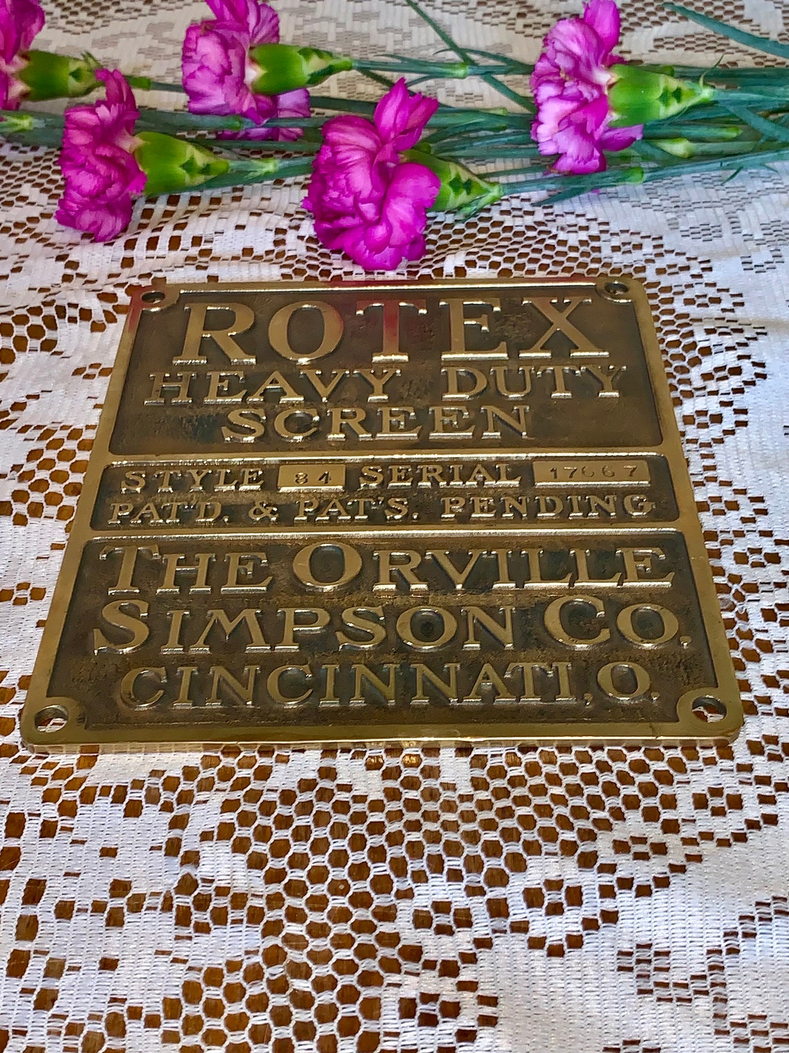 Vintage 1950s “ROTEX” Collectible Heavy Large Solid Brass Plaque 9” X 7 ...