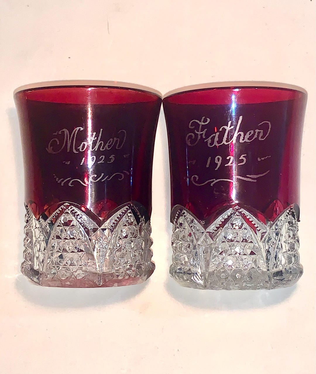 Antique 1925 Duncan & Miller Buttons and Arches Ruby Red Flash Spooner ...