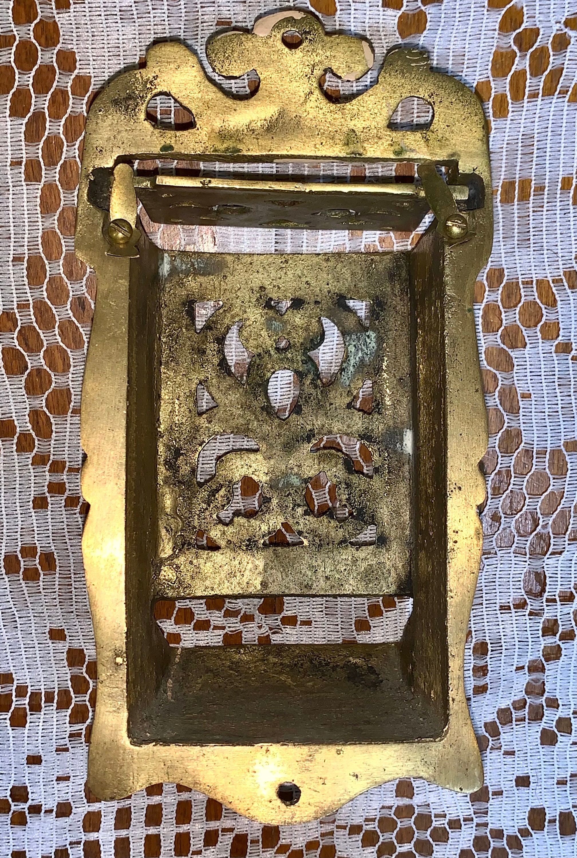 Vintage 1970s Solid Brass Ornate Filigree Match Stick Holder With Cubby ...