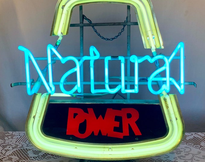 Vintage 1970s RARE Unique “natural Power” NEON Light up Sign Large 22 ...