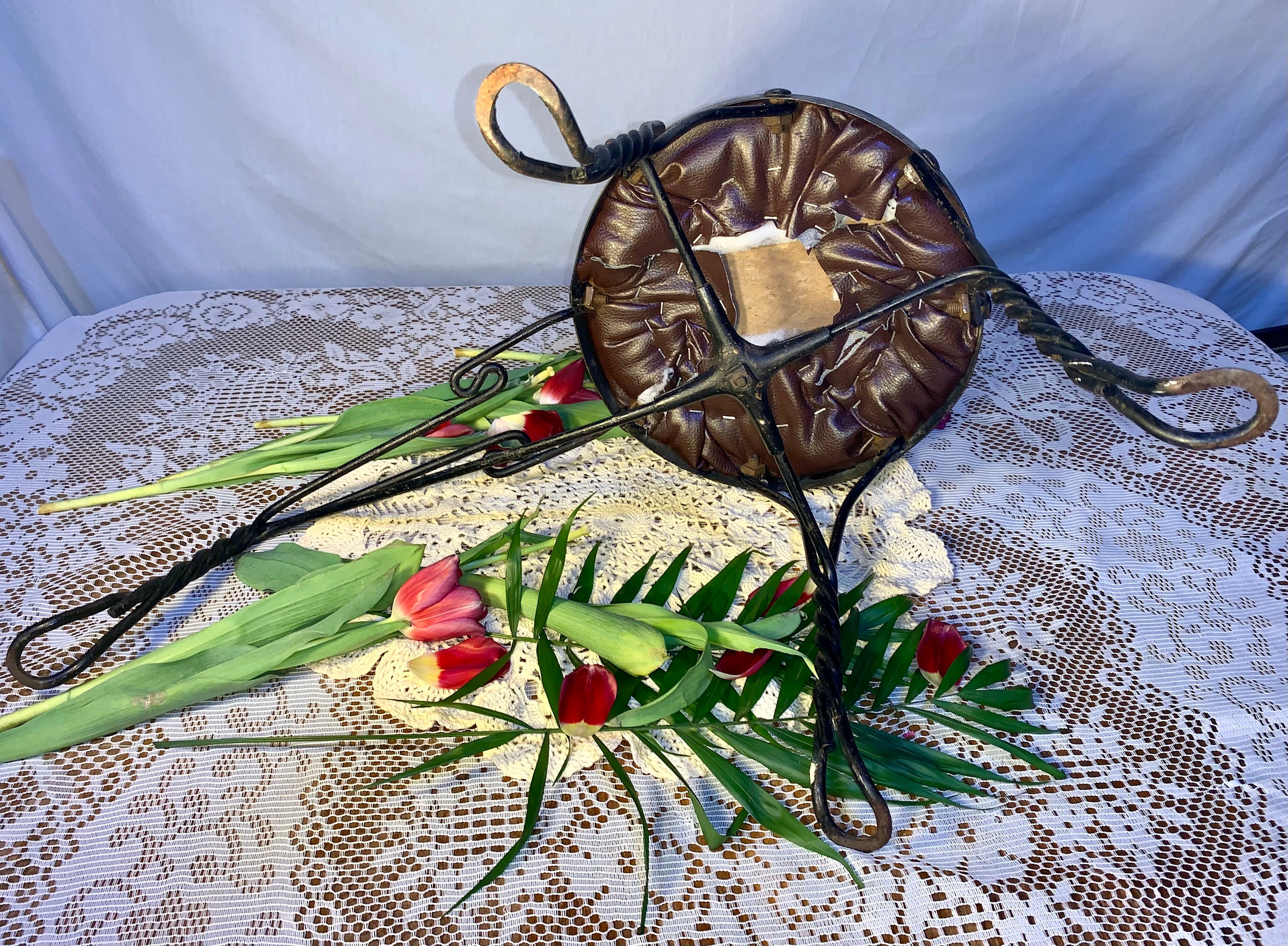 Antique 1930s Rare Twisted Black Metal Wire and Wood - Very UNIQUE ...