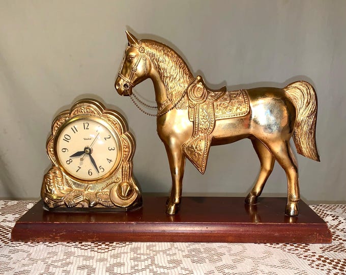 Vintage 1940s All Original-united Clock Co. Self-starting Gold Metal ...