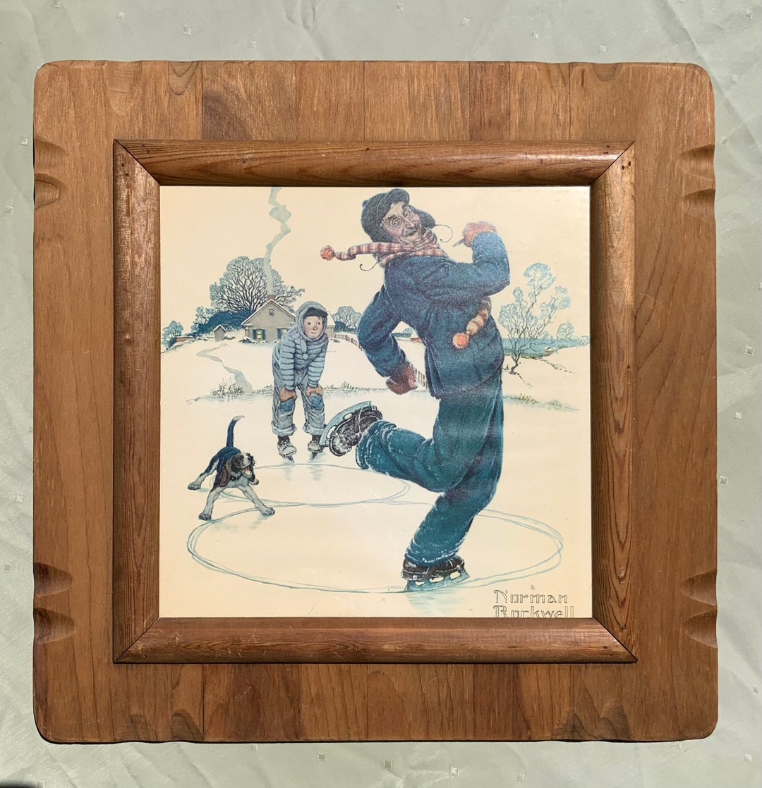 1970’s Vintage Norman Rockwell “grandpa and Me Skating” in a Solid ALL ...