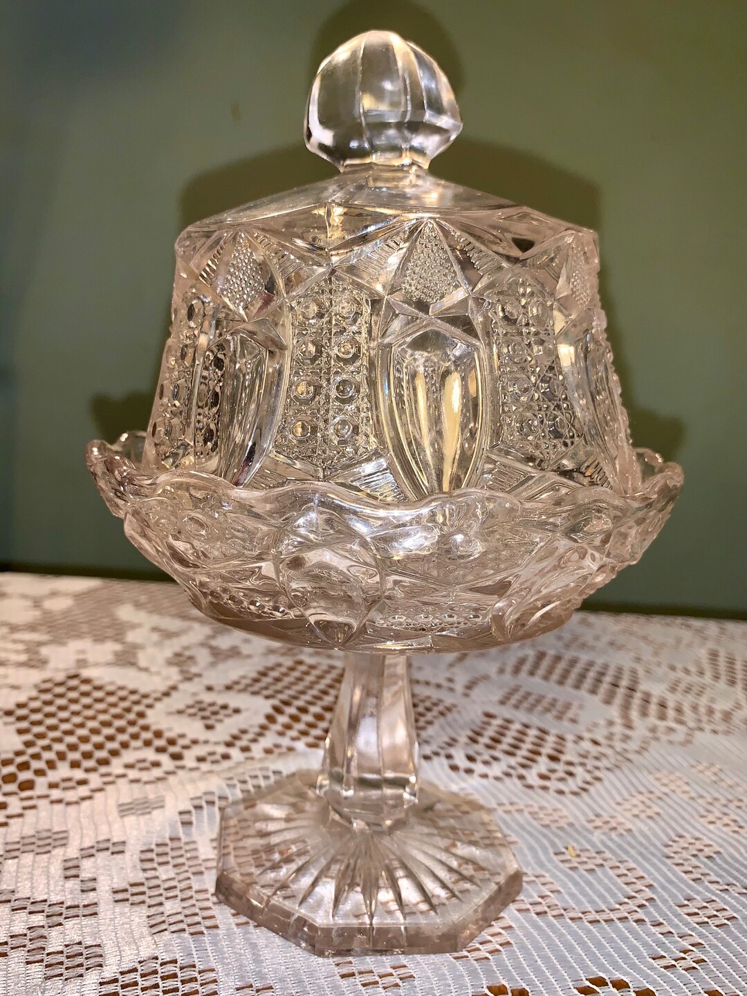 Antique Early 1900’s EAPG (early American Pattern Glass) Deep Diamond ...