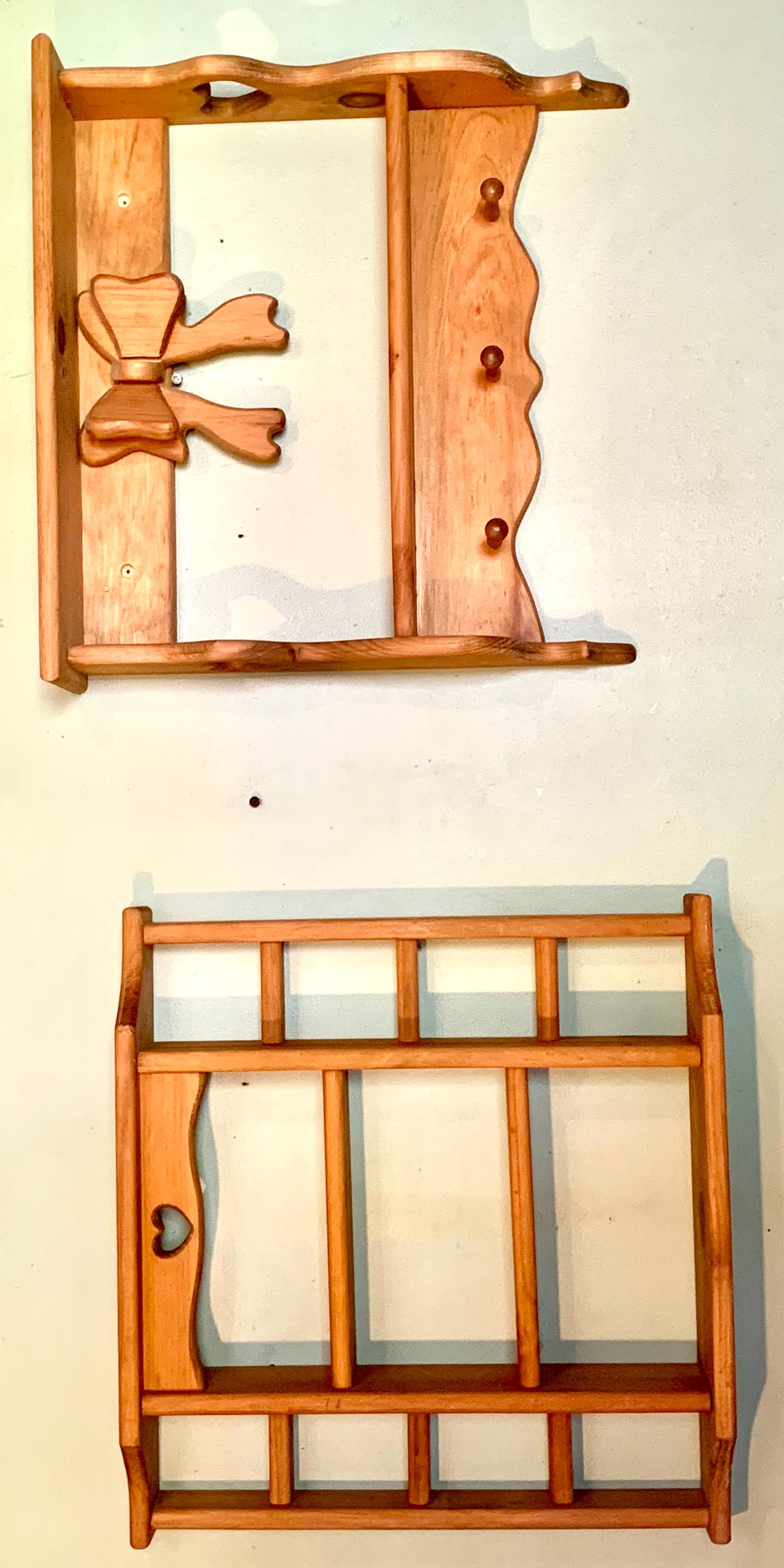 2 Vintage 1970s Hand Carved Solid Wood Very Different & Unique Wall ...