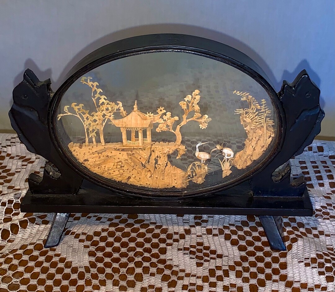 Two Different Vintage 1960s Traditional Artwork Dioramas 1-square W ...