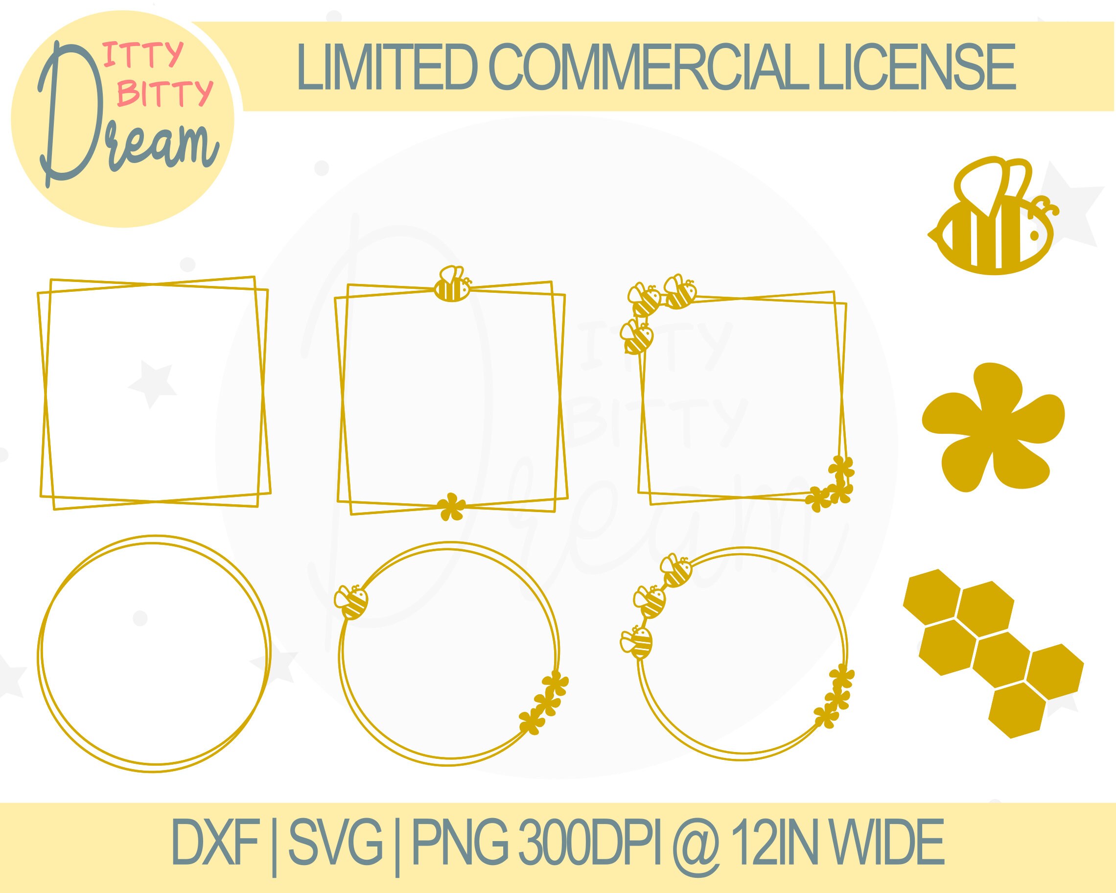 Black and Gold Bee Border Frame Bundle SVG, Black and Gold Bee Png, Bee ...