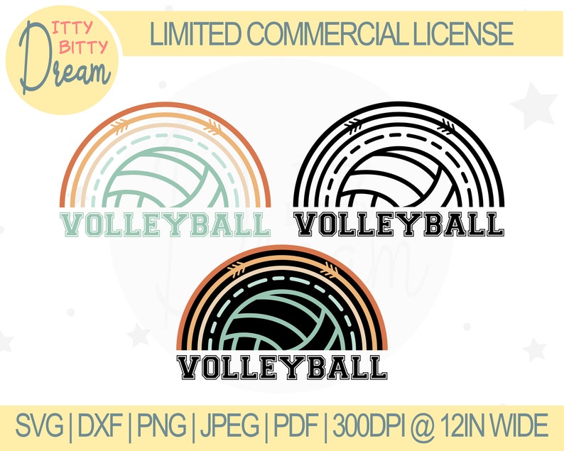 Volleyball Rainbow SVG Png Dxf Jpeg Pdf Files in Color - Etsy