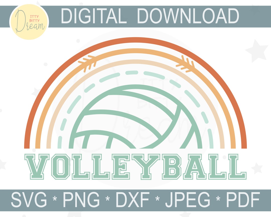 Volleyball Rainbow SVG, Png, Dxf, Jpeg, Pdf Files in Color, Game Fan ...