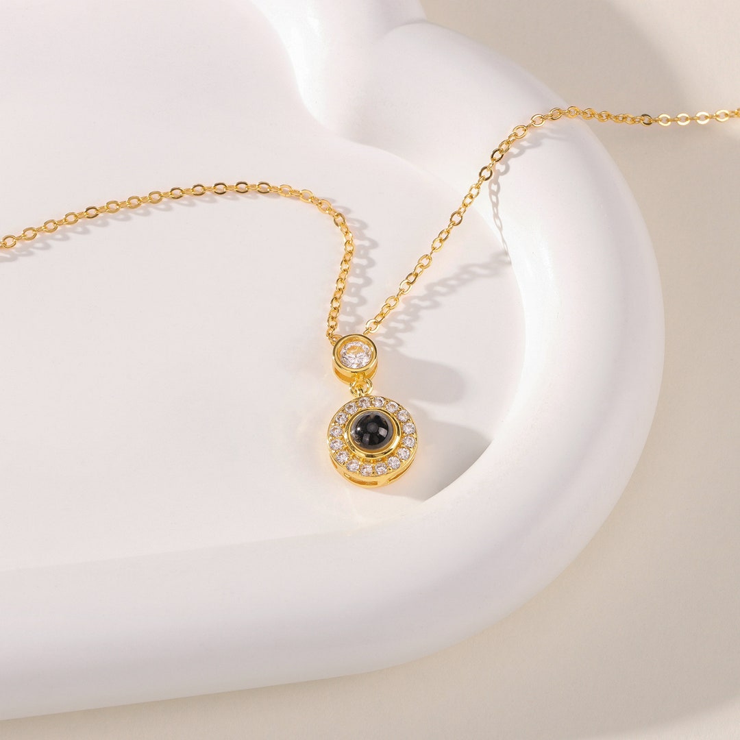 Dainty Photo Projection Necklace, Personalized Picture Necklace ...