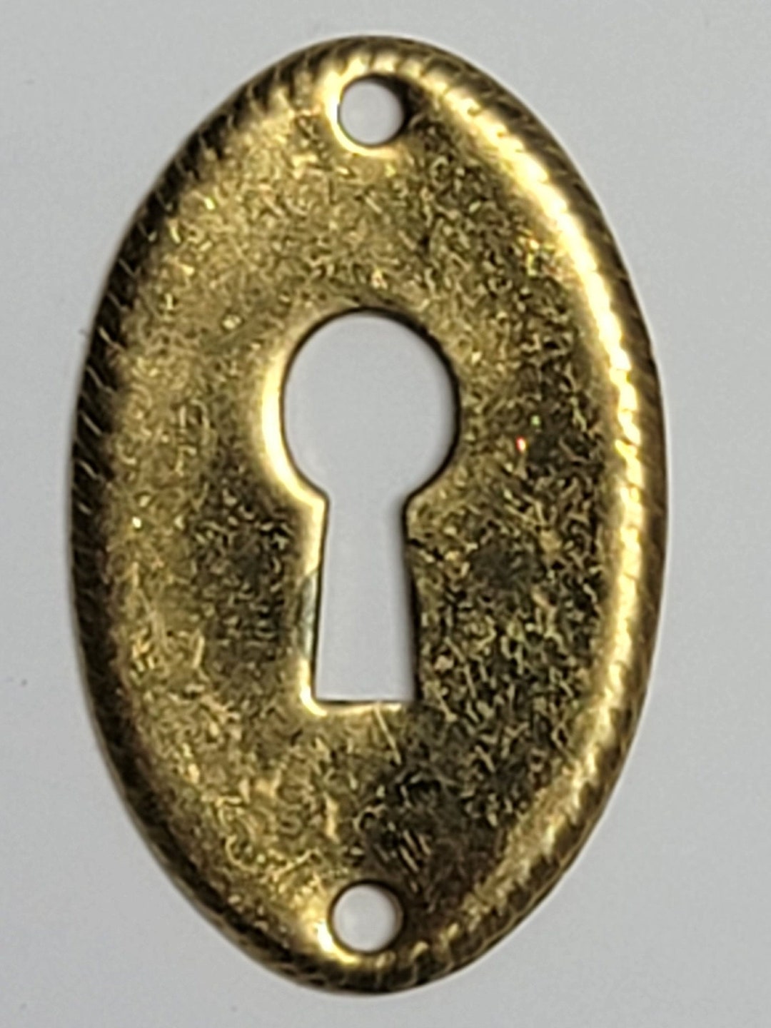 Stamped Brass Vertical Oval Rope Edged Keyhole Cover Keyhole Escutcheon ...