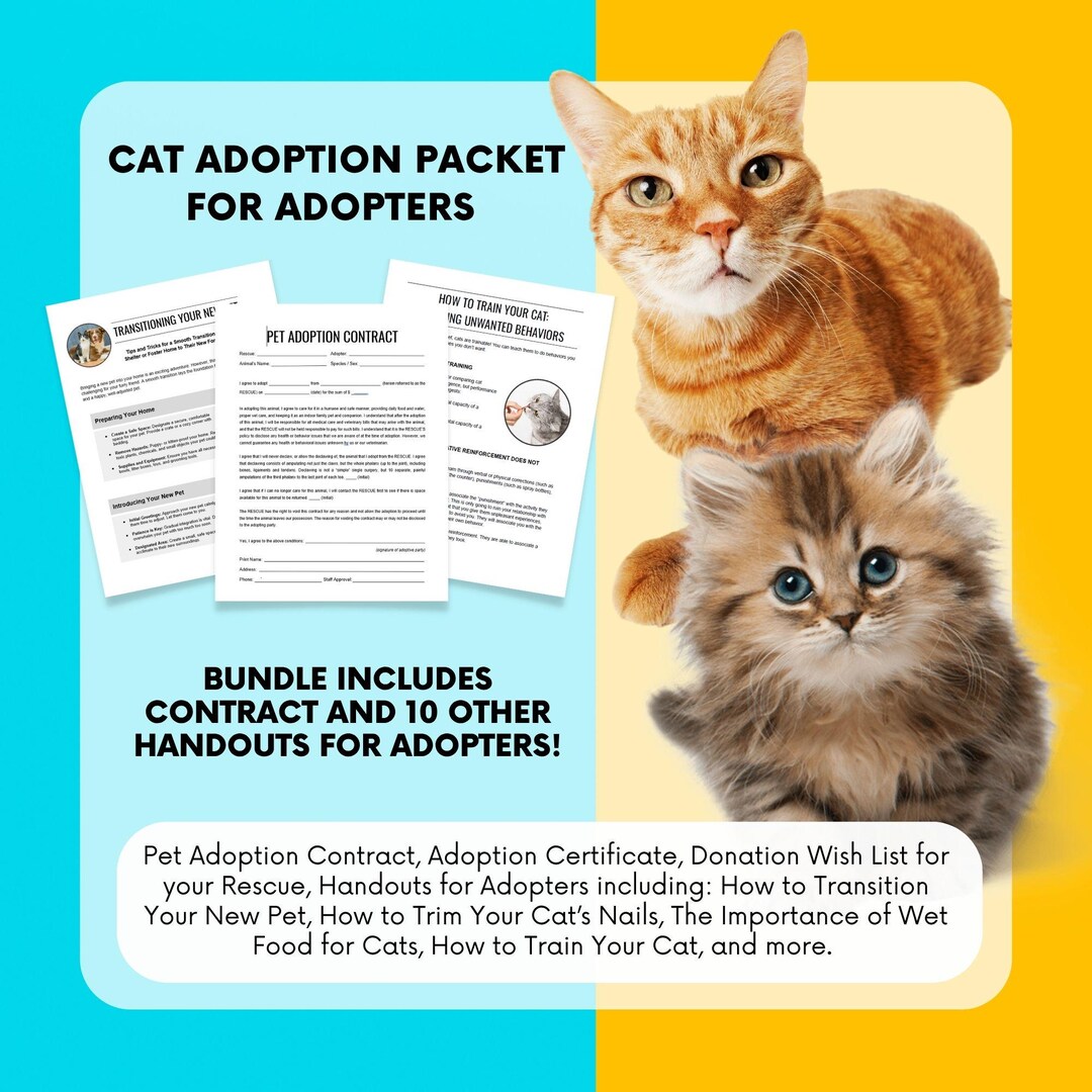 Cat Adoption Packet Handout for Shelters, Rescues, and Individuals ...