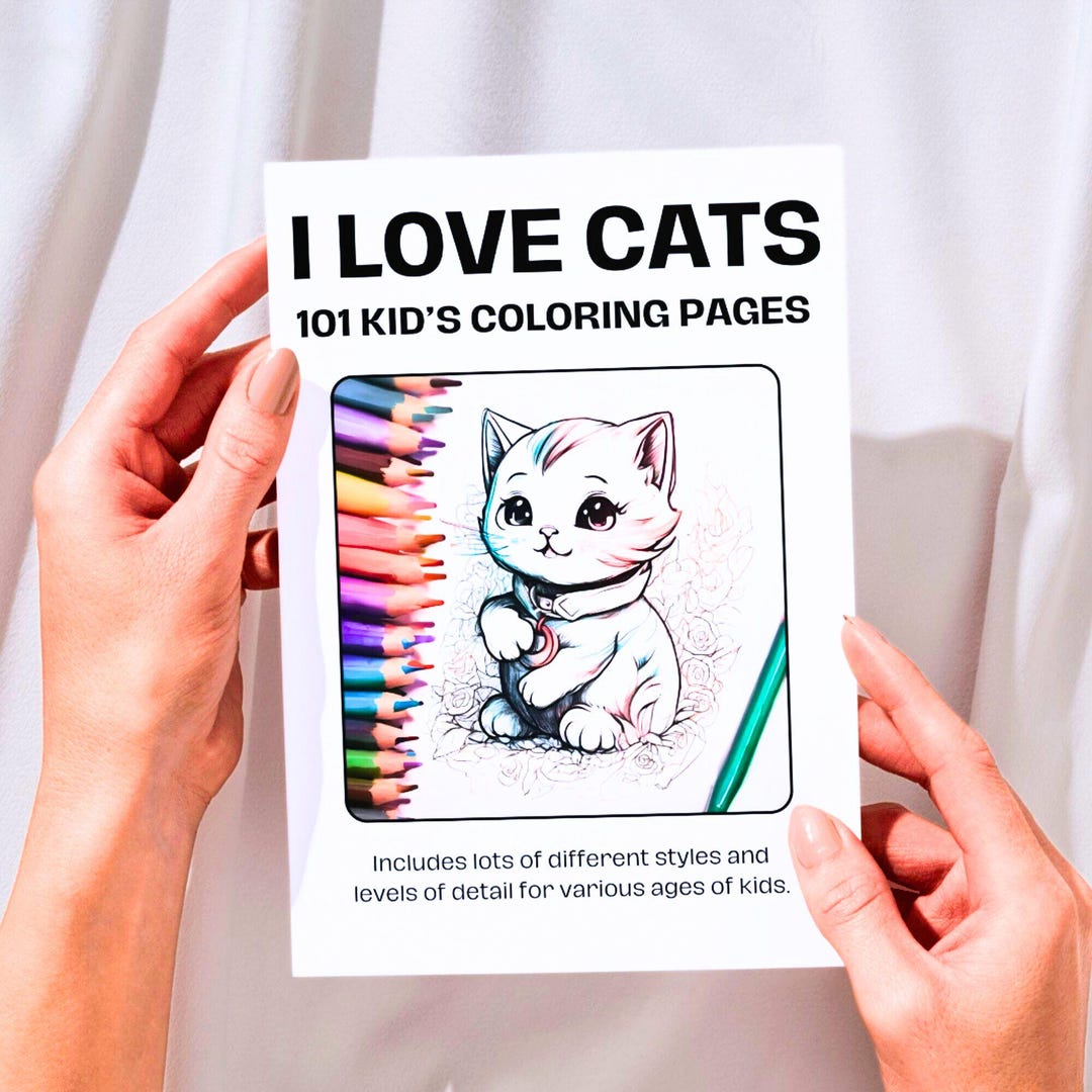 I LOVE CATS - 101 Kid's Coloring Pages, Various Design Styles and ...