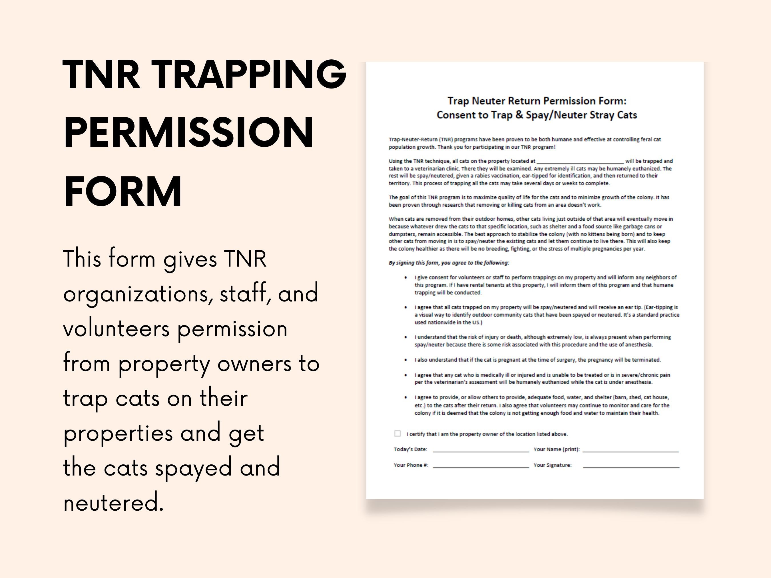 TNR Permission Forms for Shelters, Rescues, and Individuals Who Provide ...