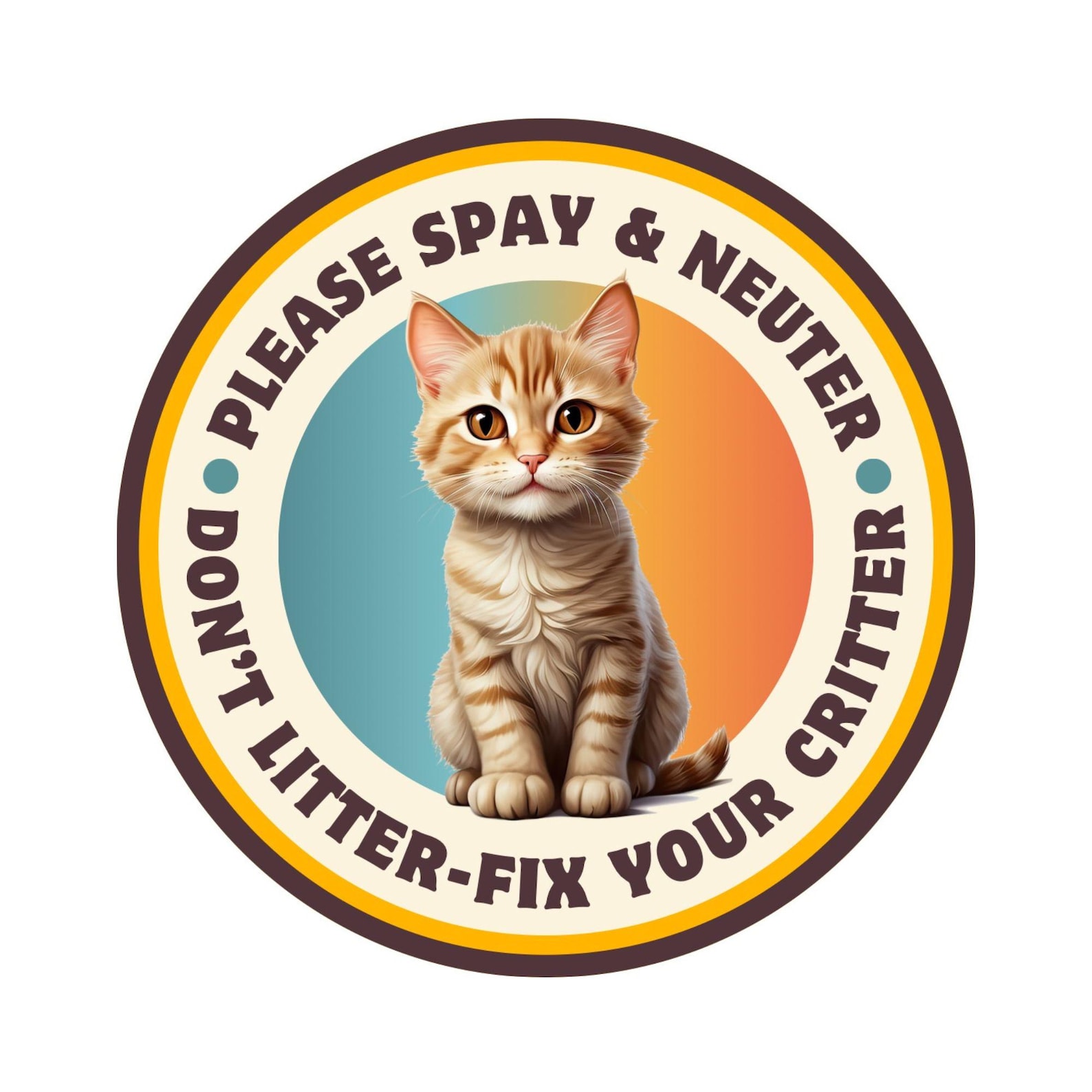 Spay Neuter Cat Sticker: TNR Vinyl Decal - Ginger Kitty - Etsy