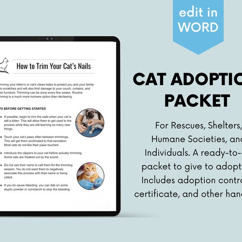 Cat Adoption Packet Handout for Shelters Rescues and - Etsy