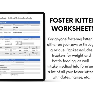 Foster Kitten Log/worksheet Packet, Foster Kitten Kit - XLSX, DOCX, PDF ...