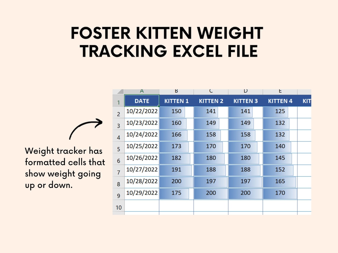 Foster Kitten Log/worksheet Packet Foster Kitten Kit XLSX - Etsy