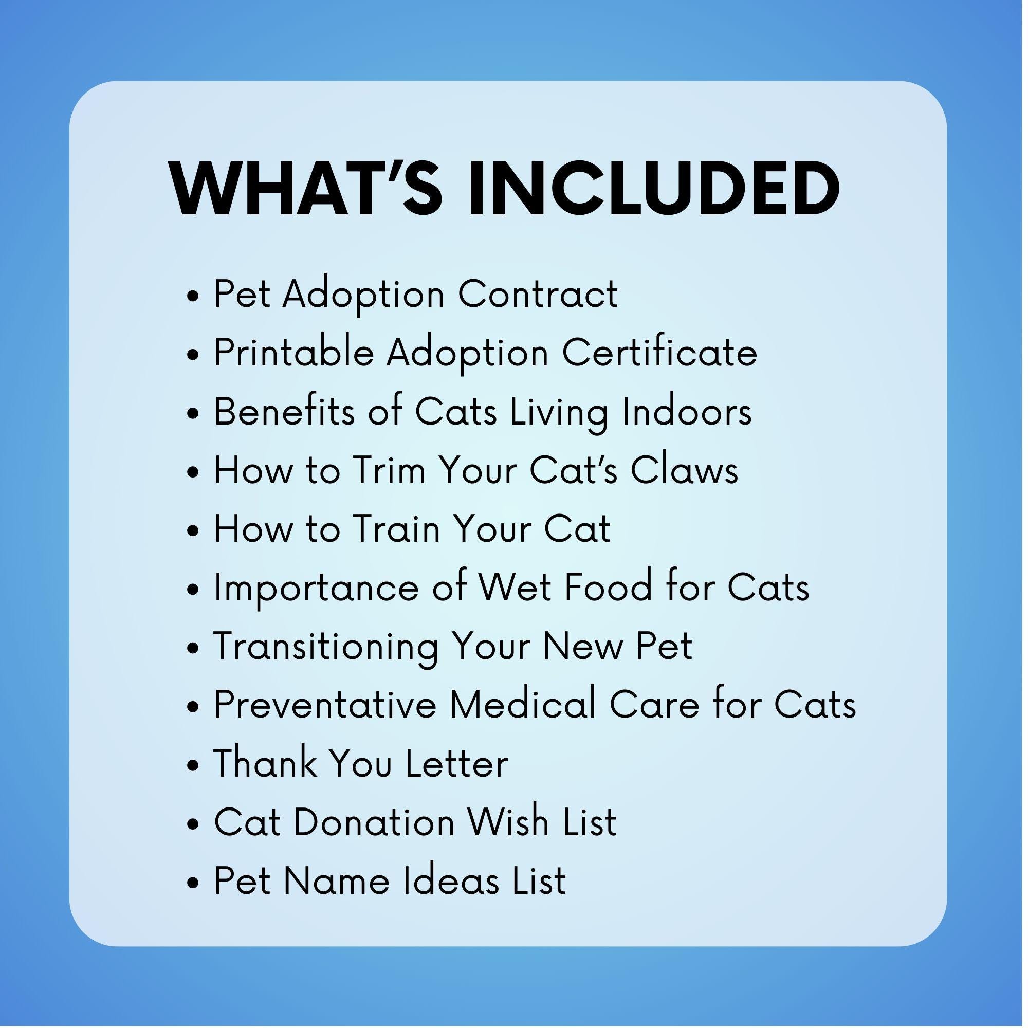 Cat Adoption Packet Handout for Shelters, Rescues, and Individuals ...