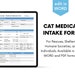 Cat / Kitten Medical Intake Form (medication List, Health Checklist ...