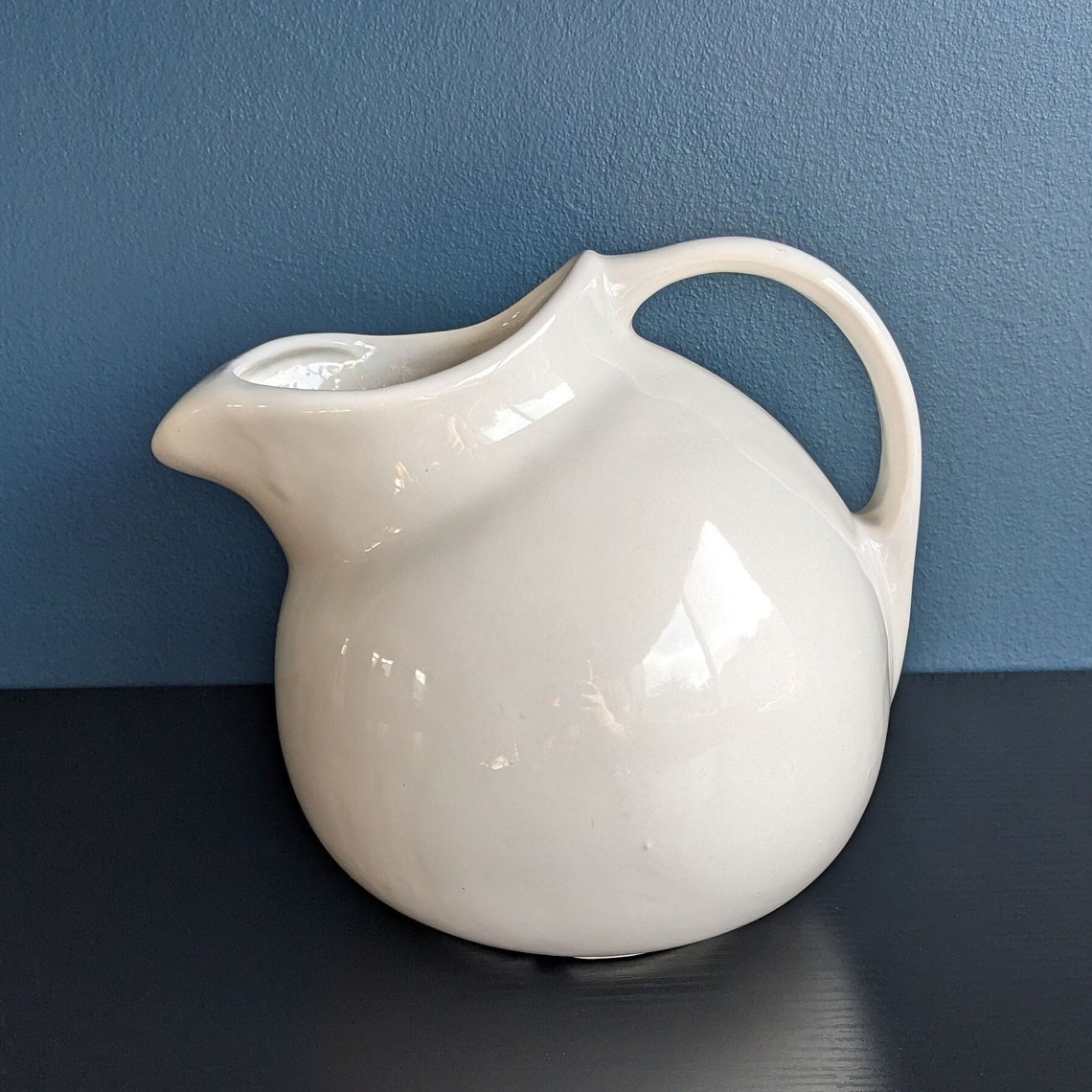 Vintage Mid Century Hall White Tilted Ball Water Pitcher 812 - Etsy
