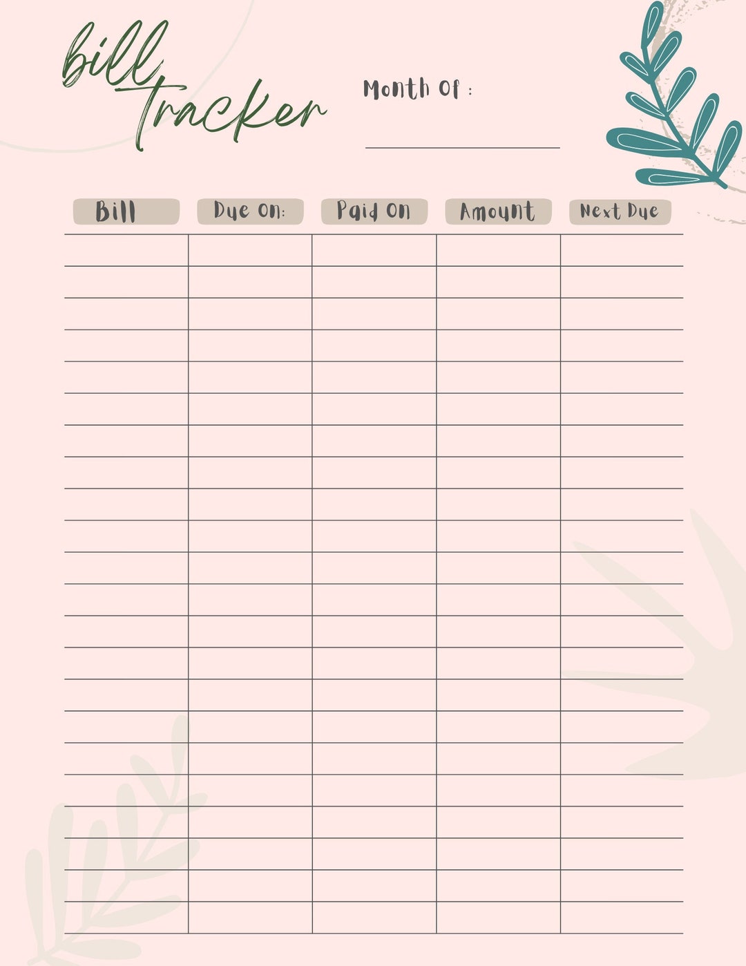 Printable Budget Planner, Bill Tracker, Digital Download, Downloadable ...