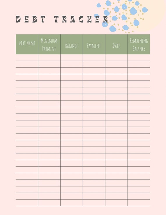 Debt Tracker Printable Debt Tracker Budget Planner - Etsy