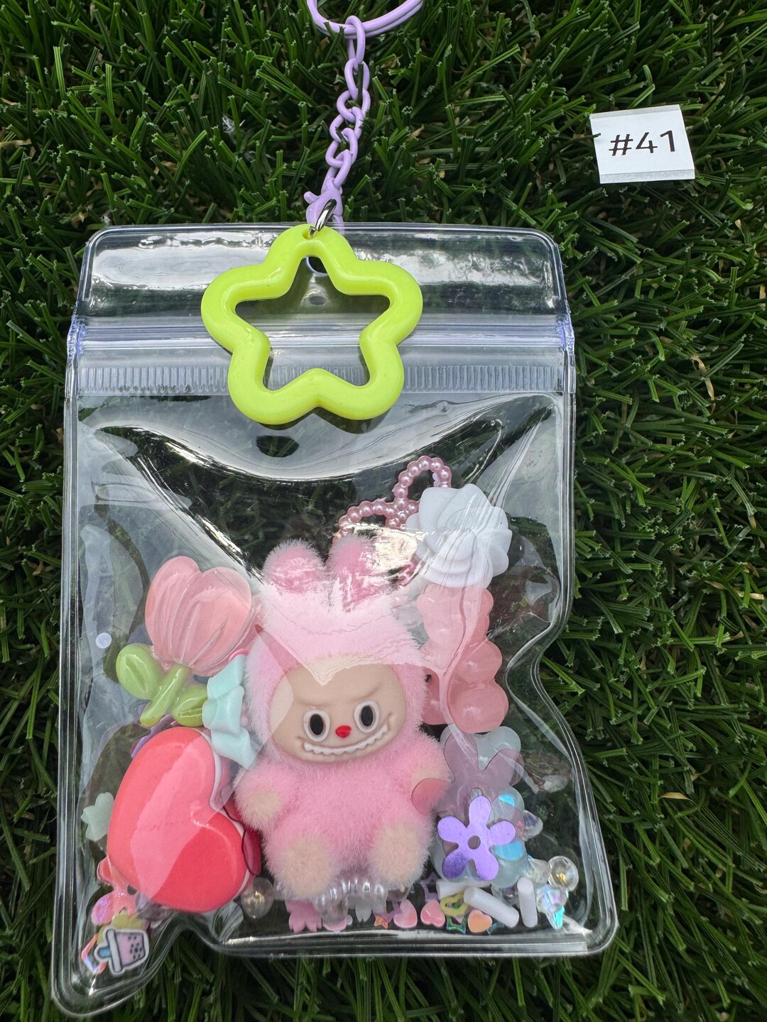 Labubu Keychain With Trinkets Clear Pouch - Etsy