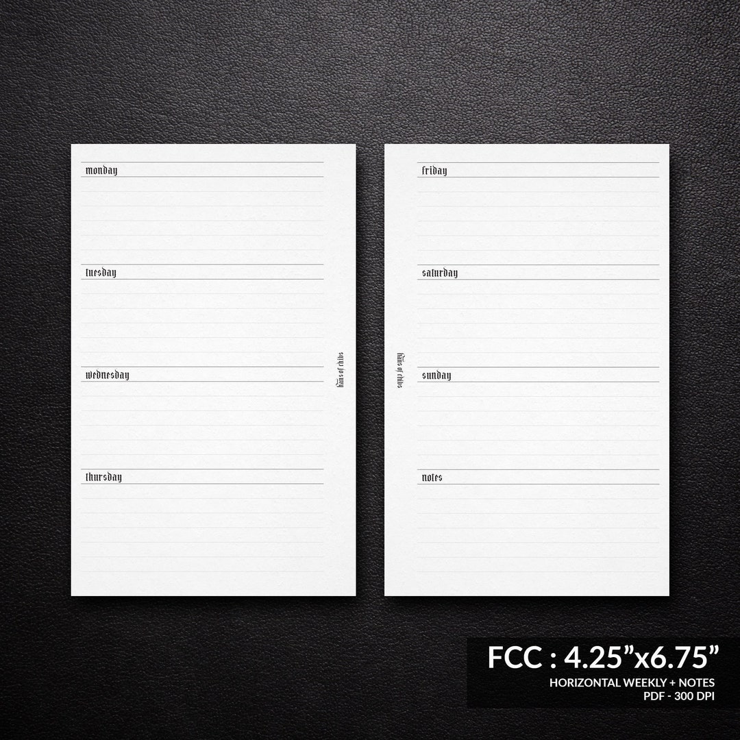 FRANKLIN COVEY COMPACT - Horizontal Weekly + Notes - Etsy