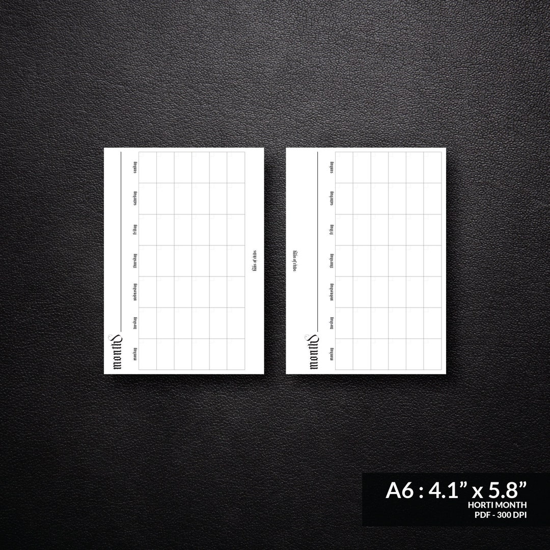 A6 Horizontal Layout Monthly Printable - Etsy