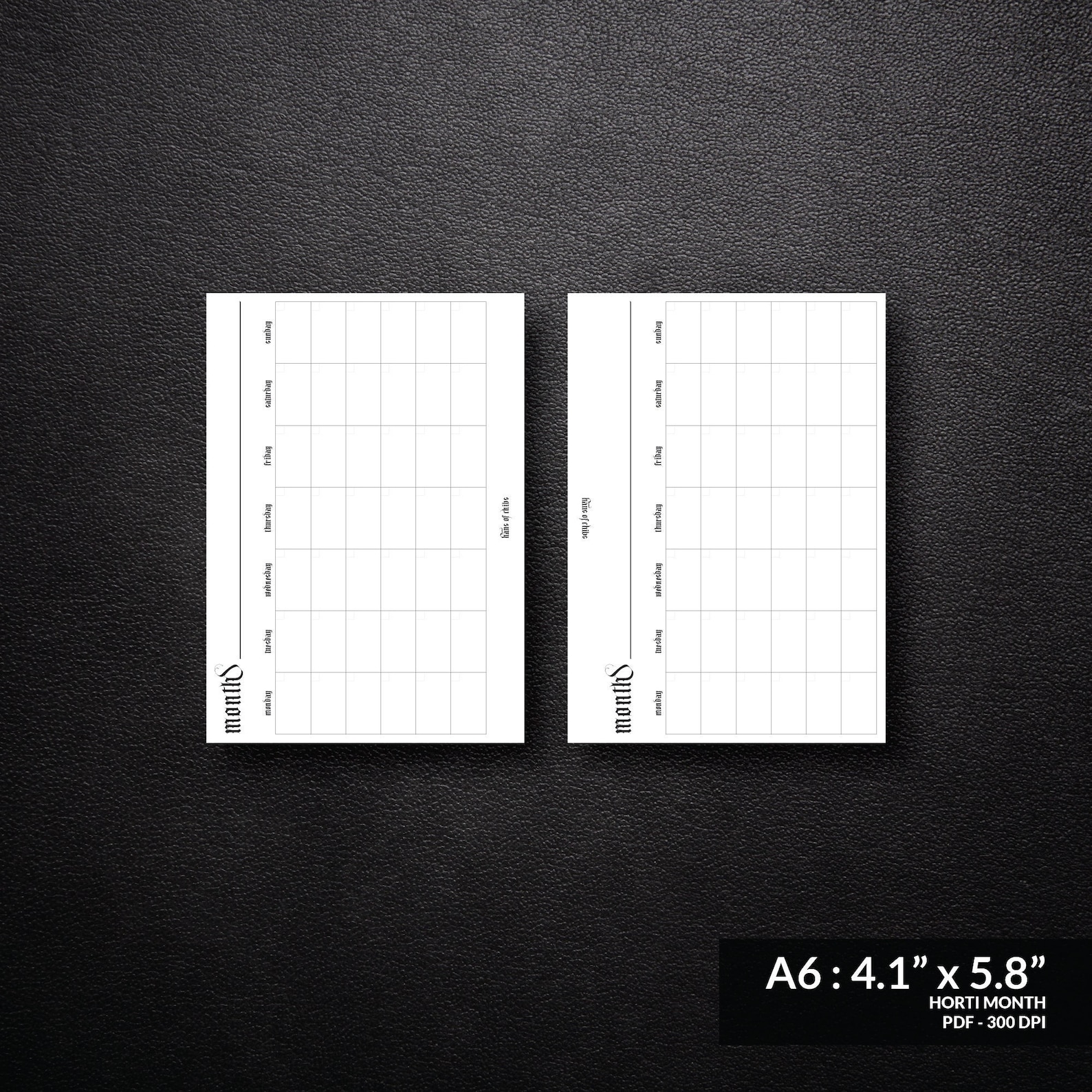 A6 Horizontal Layout Monthly Printable - Etsy