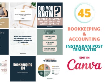 30 Bookkeeping Instagram Post Templates Bookkeeper Business Accounting ...