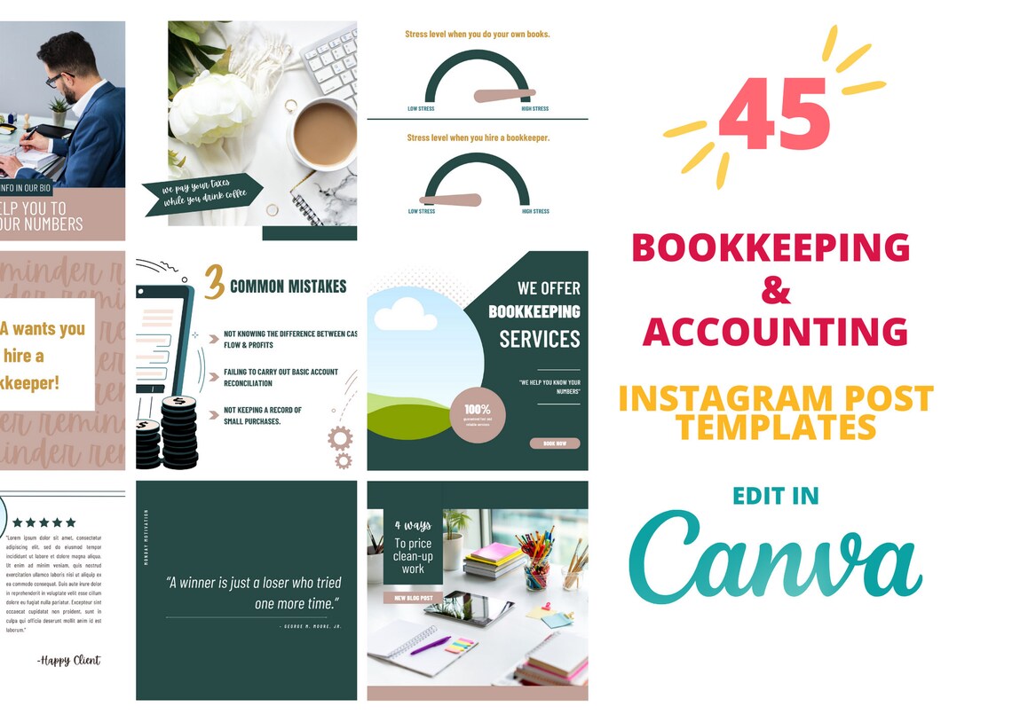 Bookkeeping Canva Templates Canva Bookkeeping Accounting - Etsy