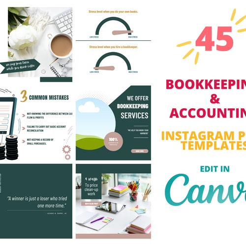 30 Bookkeeping Instagram Post Templates Bookkeeper Business - Etsy