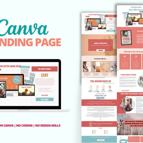 Canva Website Template Landing Page Template Landing Page - Etsy