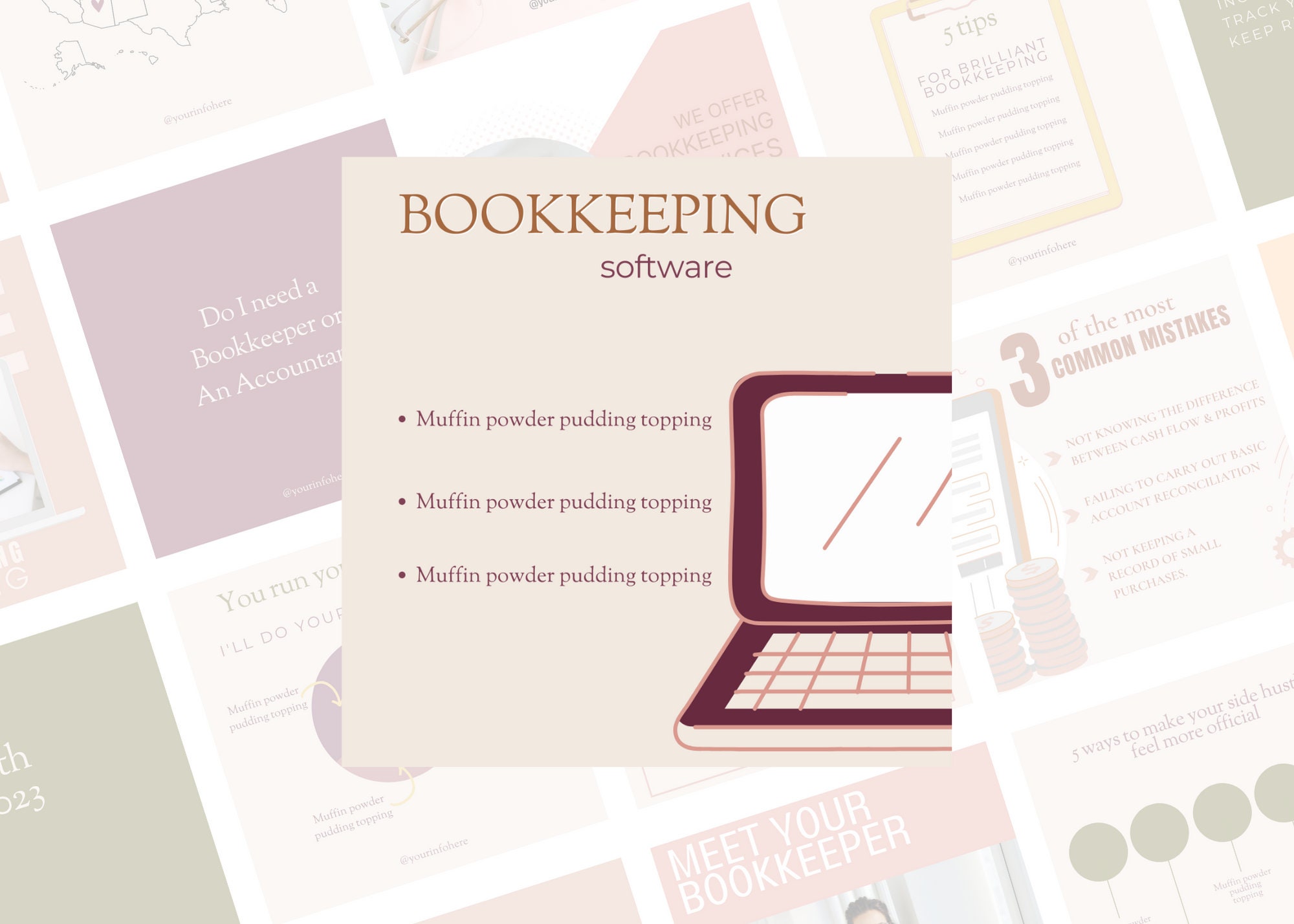 Boho Bookkeeping Canva Templates Accounting Editable Canva Templates ...