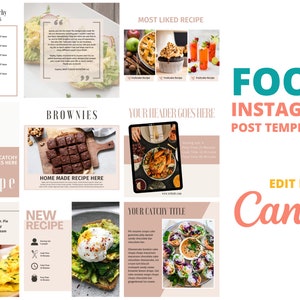 Food Instagram Post Templates Canva Foodie Instagram Feed Fully ...