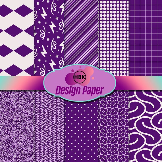 Shapes N Patterns Purple Digital Paper Set Digital Scrapbook - Etsy