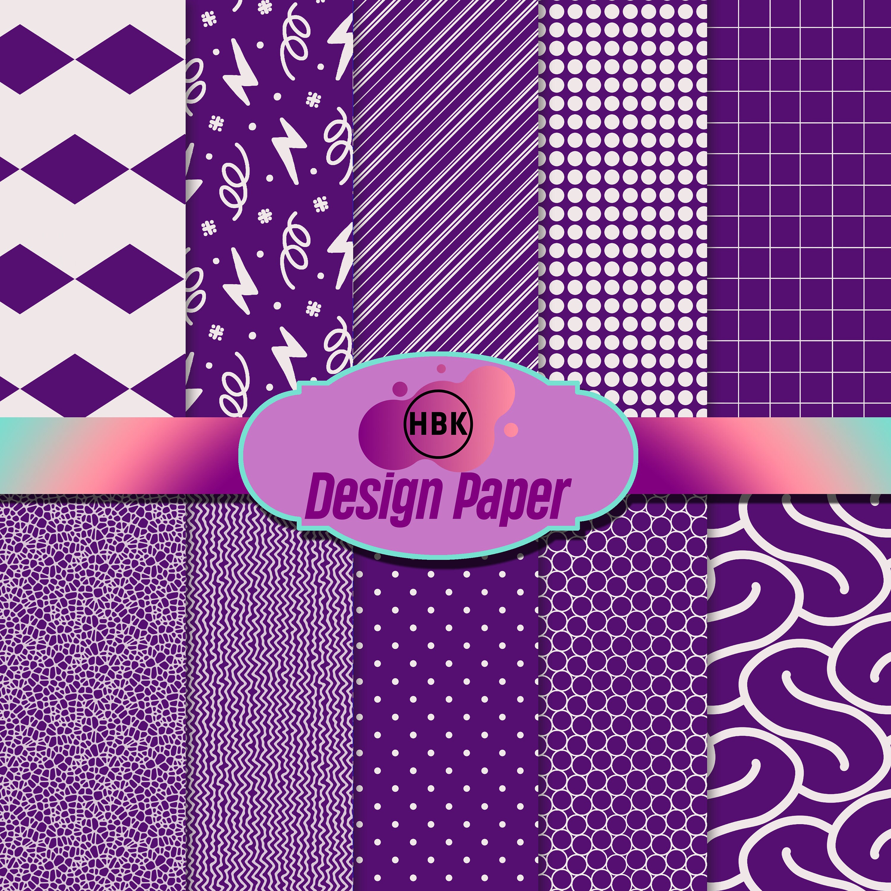 Shapes N Patterns Purple Digital Paper Set Digital Scrapbook - Etsy