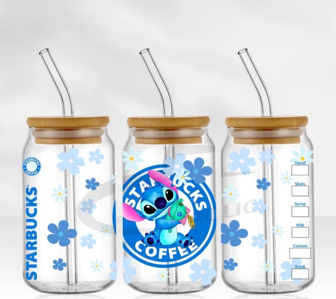 Starbucks Coffee Stitch and Scrump Flower Cup Wrap, Ready to UV Dtf ...