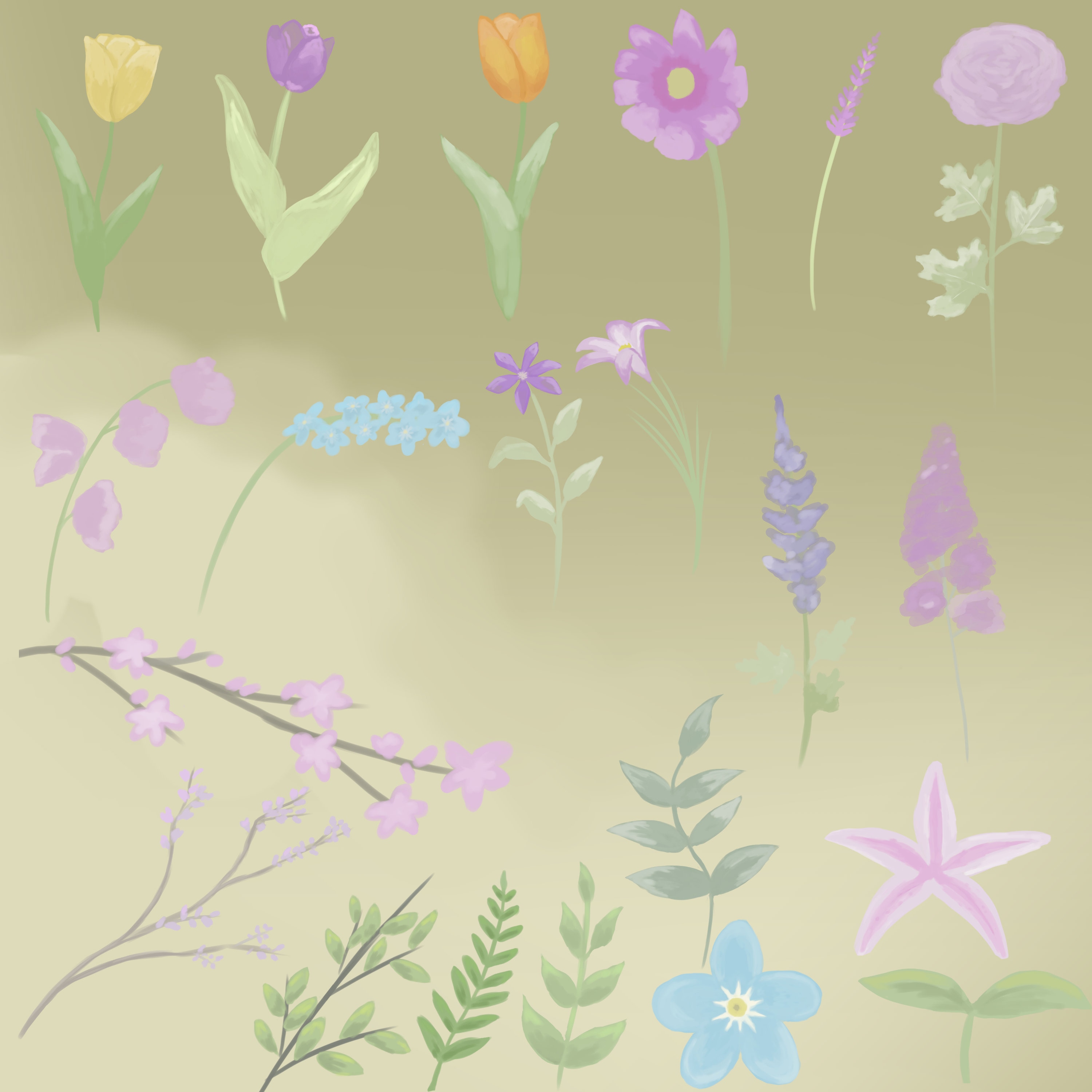 Spring Clipart Floral Botanical Clipart for Invitations Decoration ...