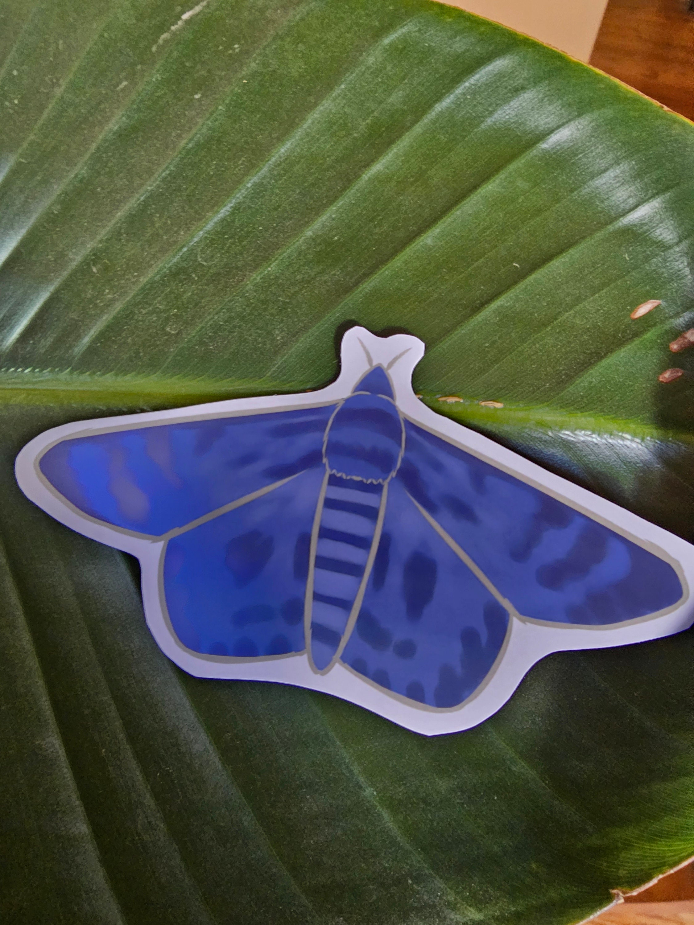 Moth Sticker Blue Tiger Moth Vinyl Sticker for Laptops and Thermoses ...