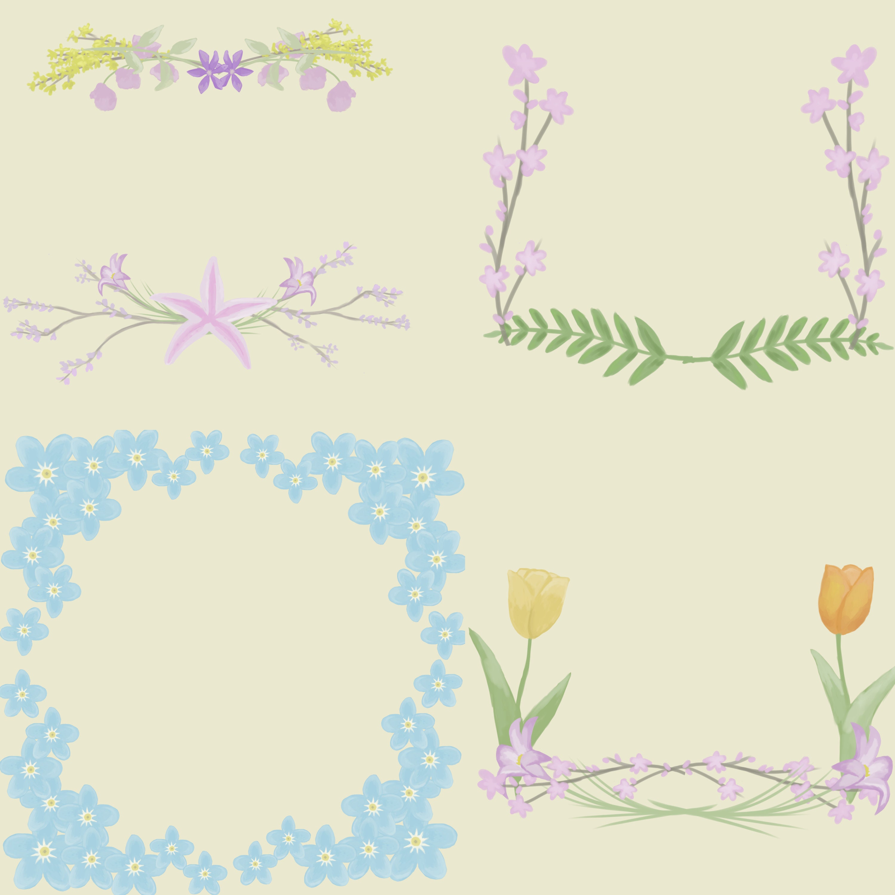 Spring Clipart Floral Botanical Clipart for Invitations Decoration ...