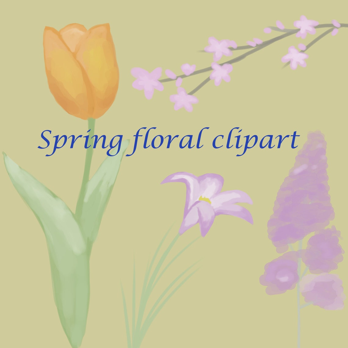 Spring Clipart Floral Botanical Clipart for Invitations Decoration ...