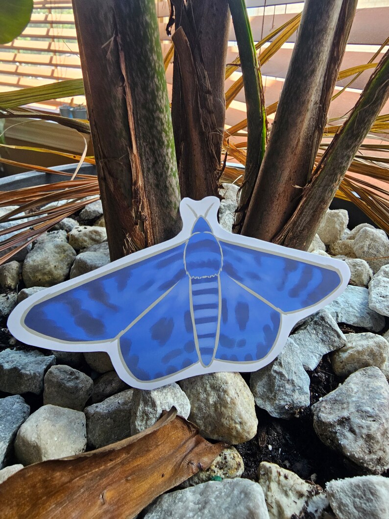 Moth Sticker Blue Tiger Moth Vinyl Sticker for Laptops and Thermoses ...