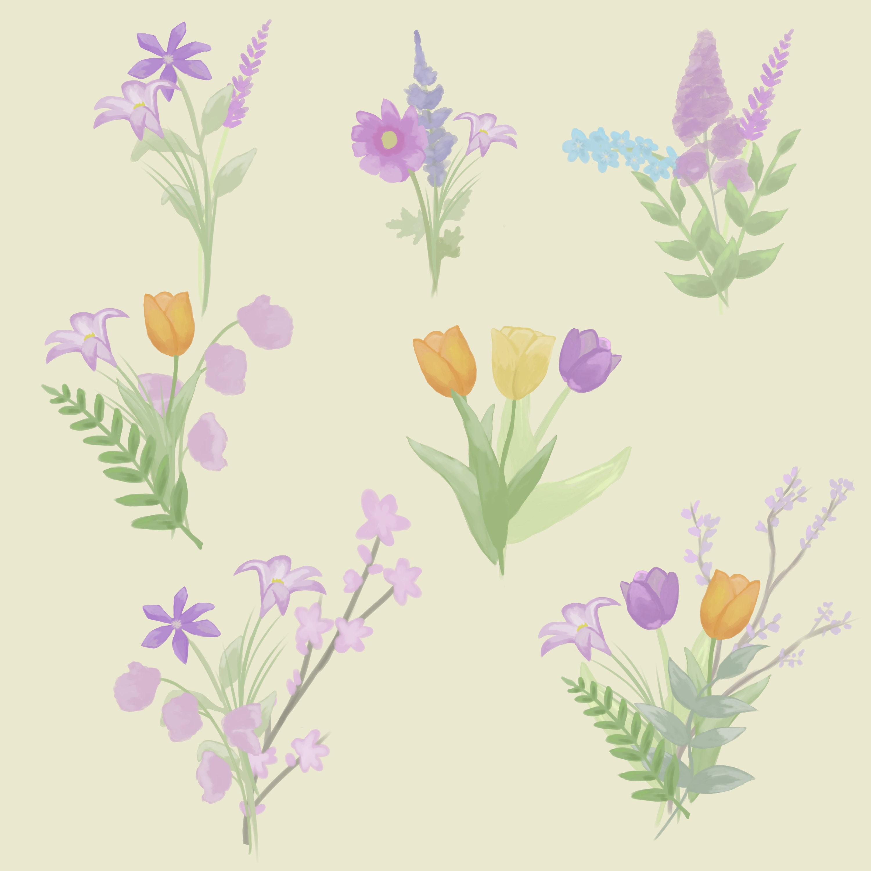 Spring Clipart Floral Botanical Clipart for Invitations Decoration ...