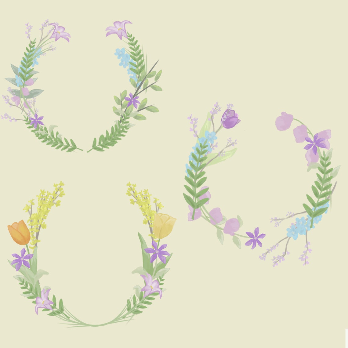 Spring Clipart Floral Botanical Clipart for Invitations Decoration ...