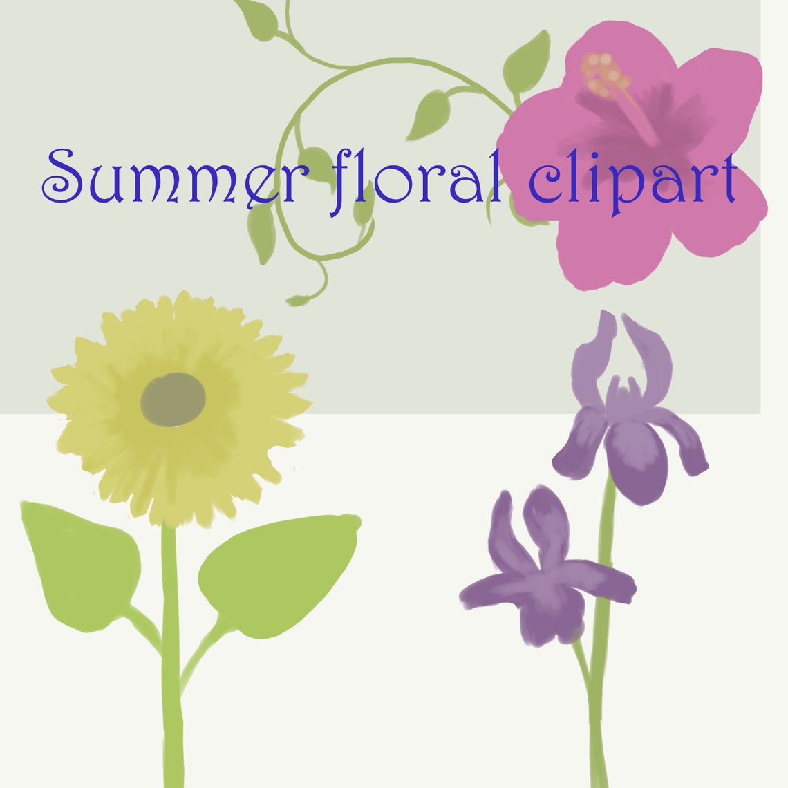 Summer Event Clipart Floral Summer Clipart Invitation Botanical Garden ...